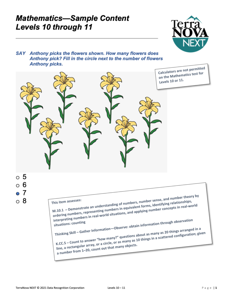 TerraNova NEXT | Sample Items